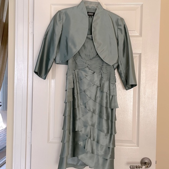 Adrianna Papell | Dresses | Satin Shutter Pleat Strapless Cocktail ...